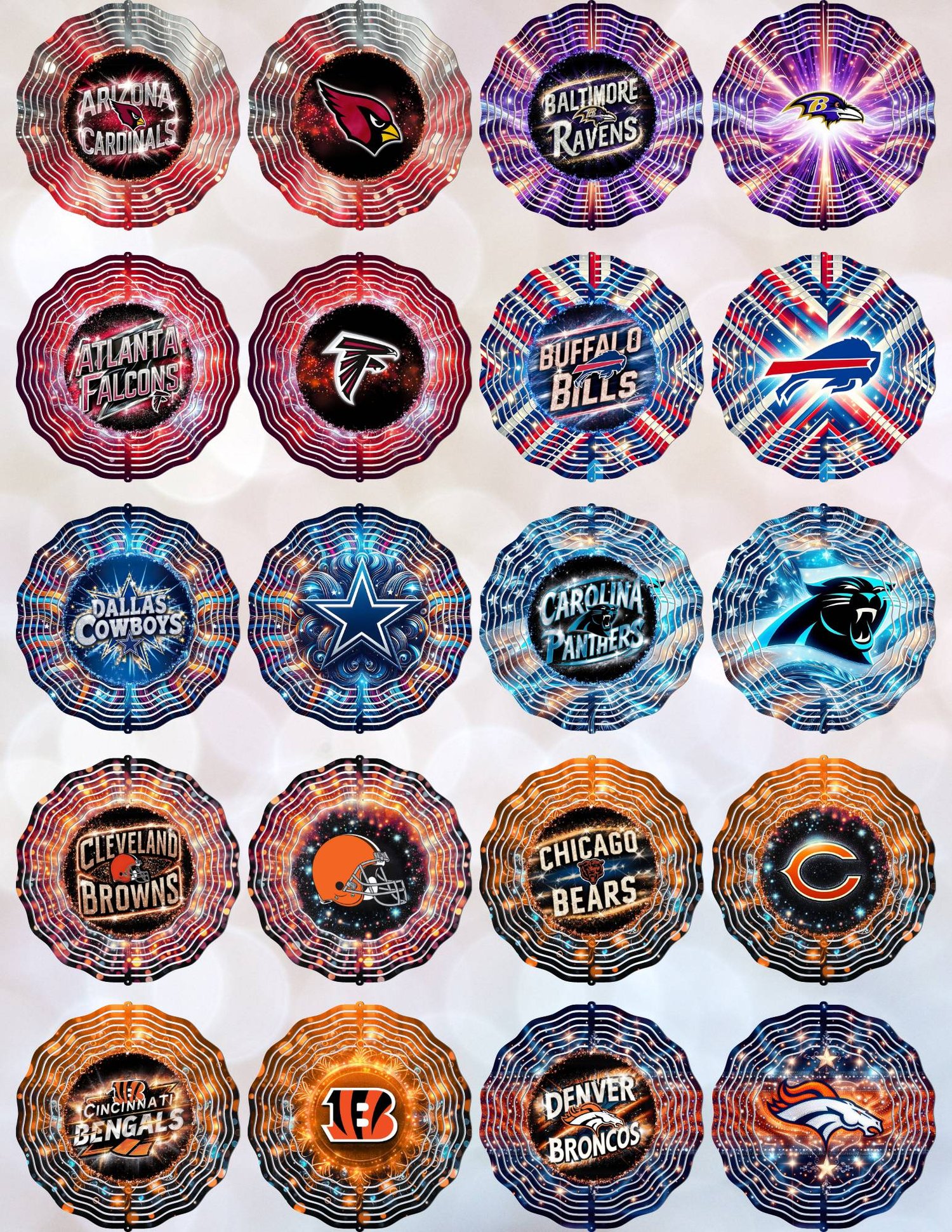 32 NFL Teams Wind Spinner PNG Sublimation Designs Bundle