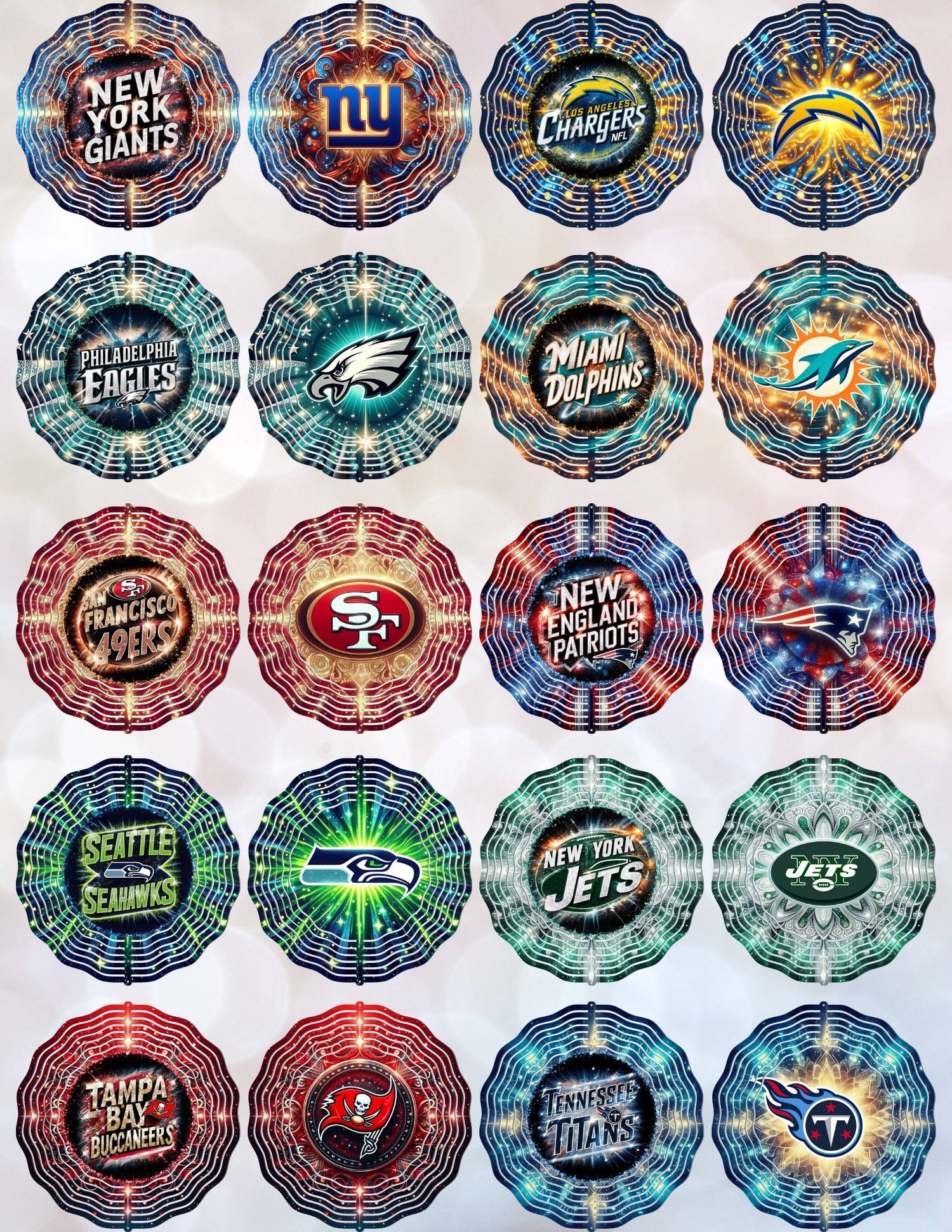 32 NFL Teams Wind Spinner PNG Sublimation Designs Bundle