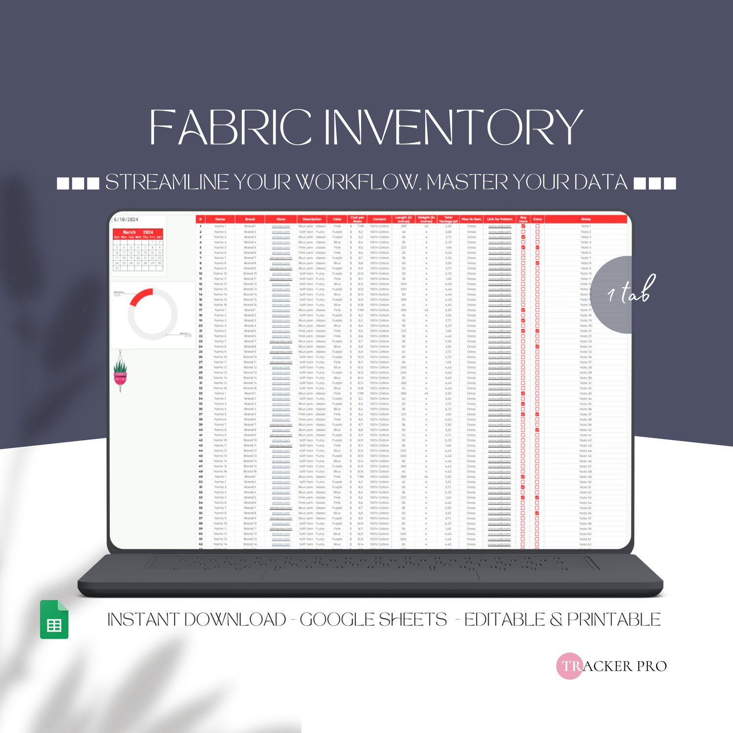 Fabric Inventory Tracker For Google Sheets - Payhip
