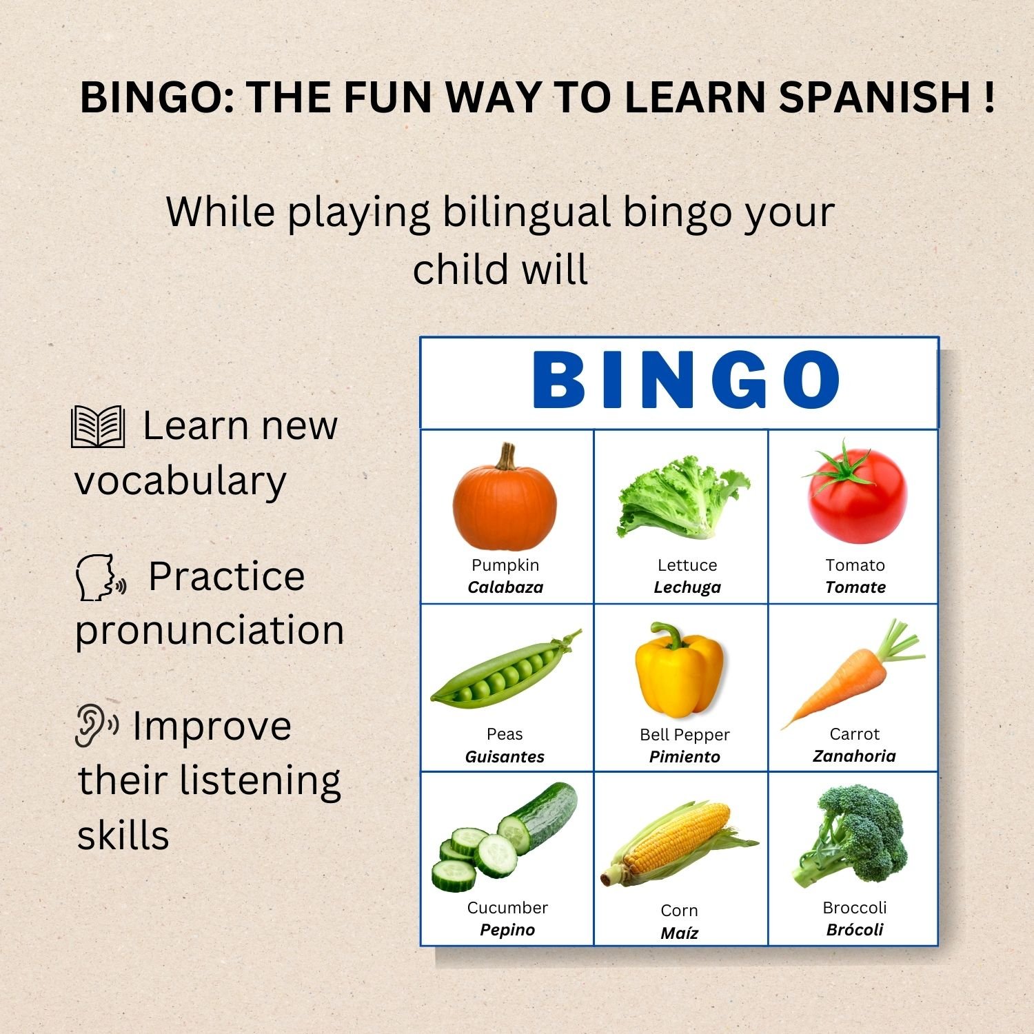 Spanish English Bingo Loteria