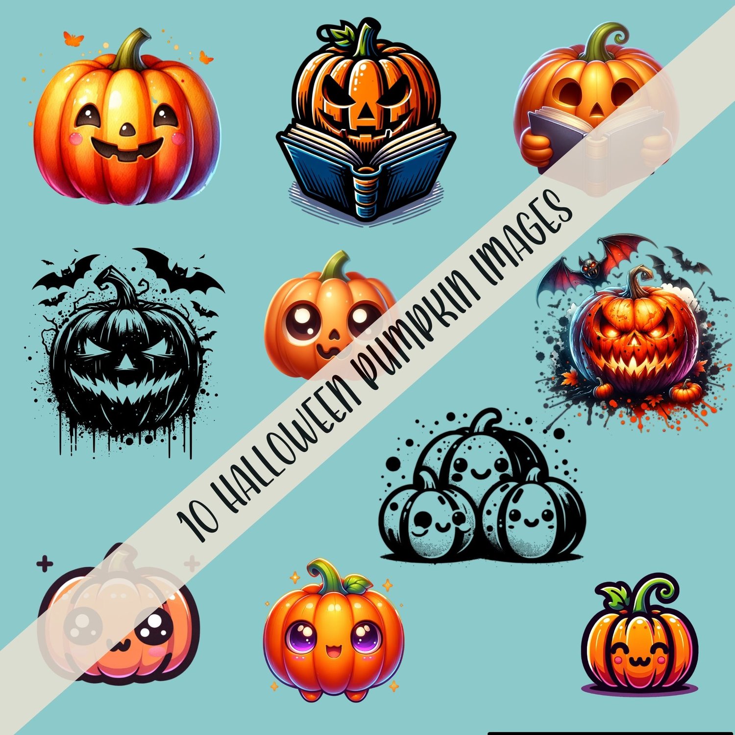 Halloween Digital Bundle: 28 Seamless Patterns & 10 Pumpkin Clipart ...