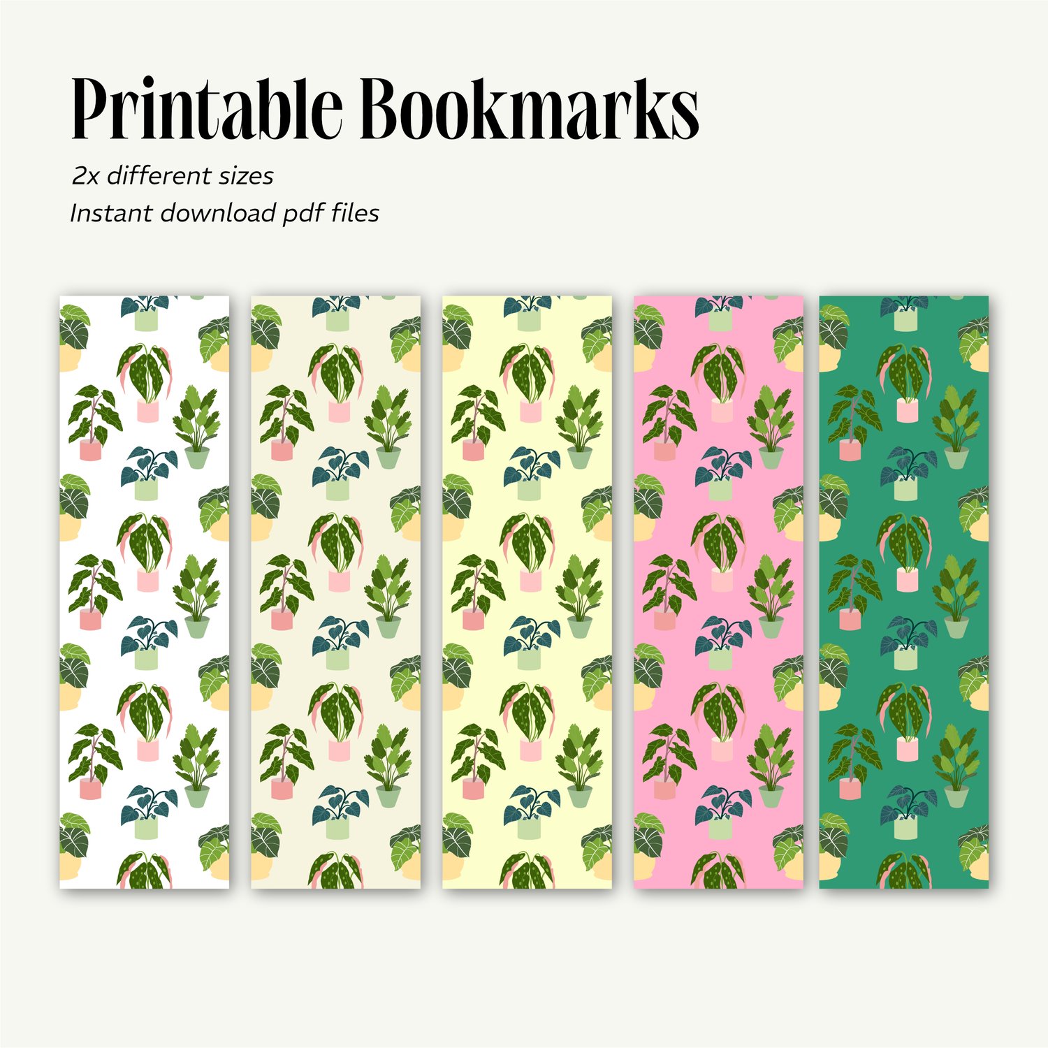Free Plant Printable Bookmarks - Indoor Plants in Pot