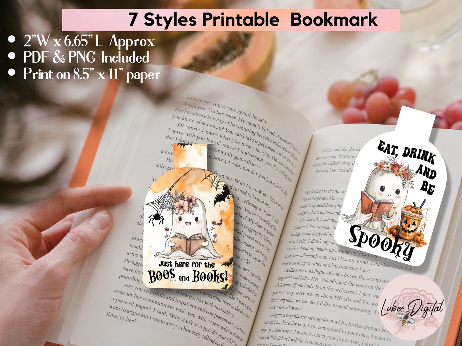 Halloween Ghost Printable Magnetic Bookmark,Halloween Book Club ...
