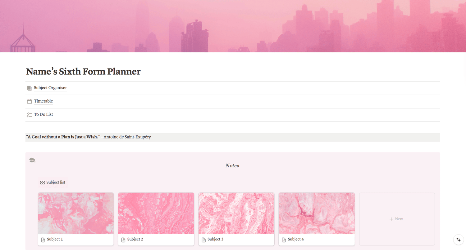 Sixth Form/College Pink Theme Notion Template - Payhip