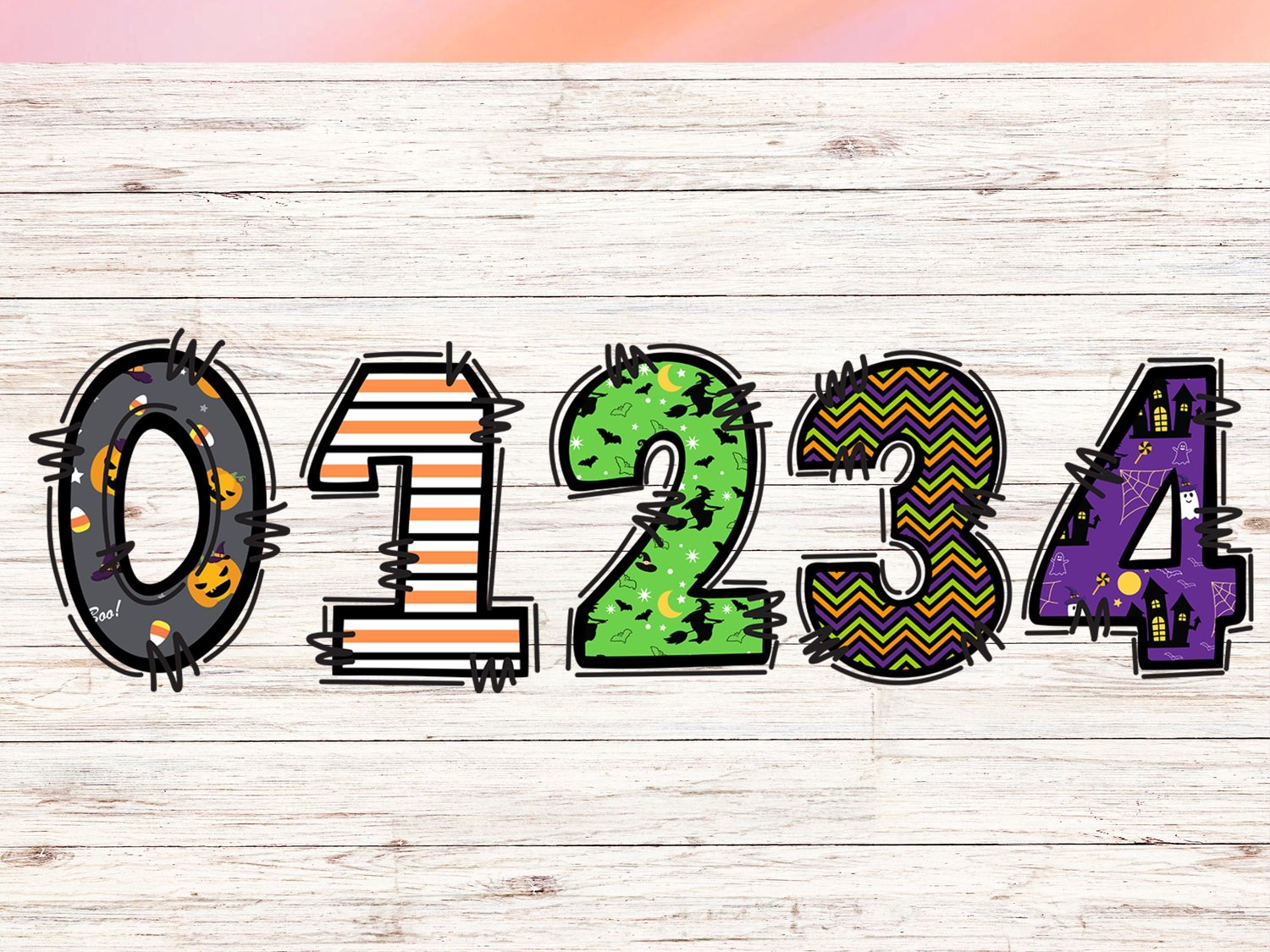 Spooky Halloween Printable PNG Doodle letters, Doodle Alpha Bundle ...