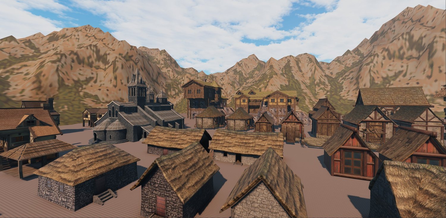 [EXCLUSIVE] Large Medieval Roblox Buildings & Props Pack