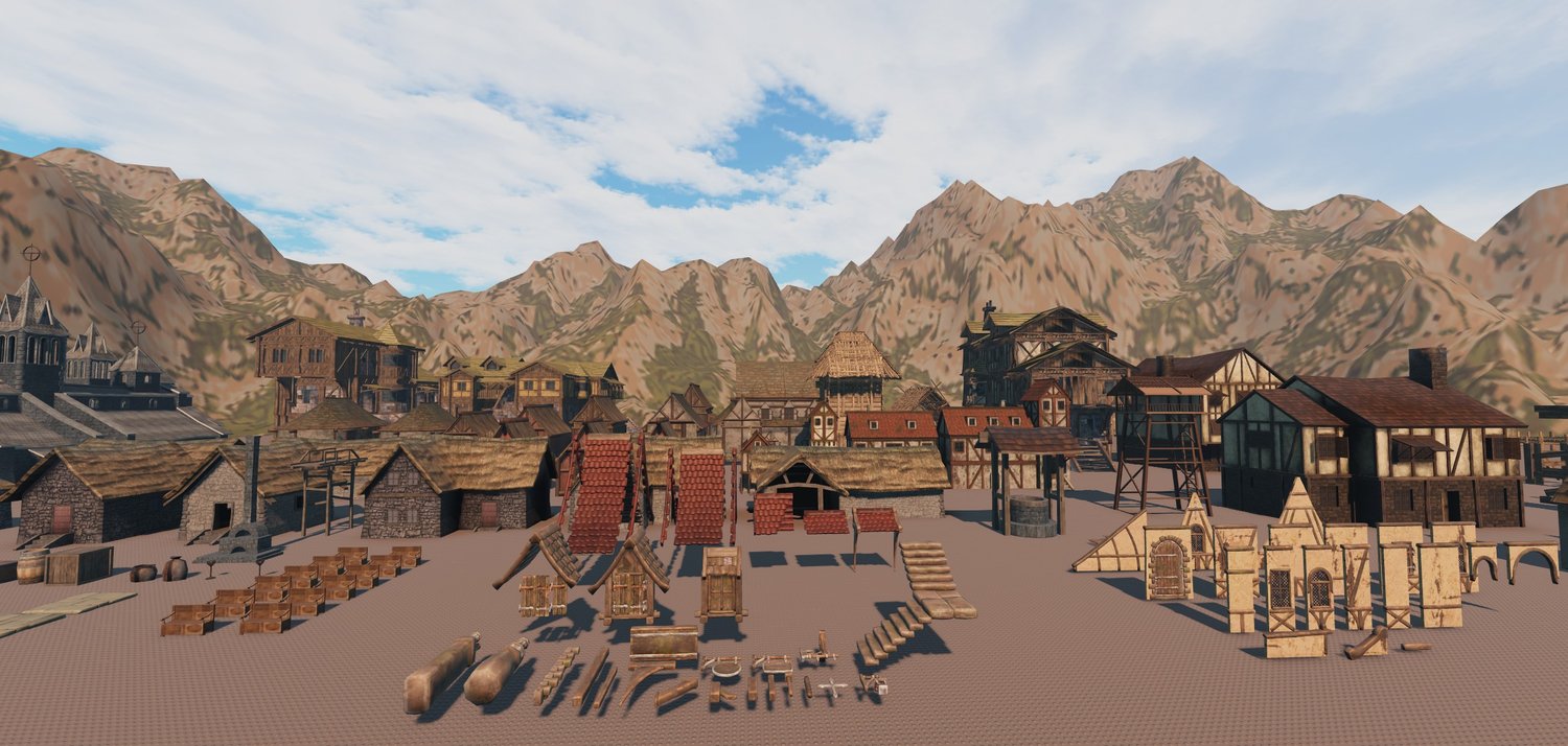 [EXCLUSIVE] Large Medieval Roblox Buildings & Props Pack