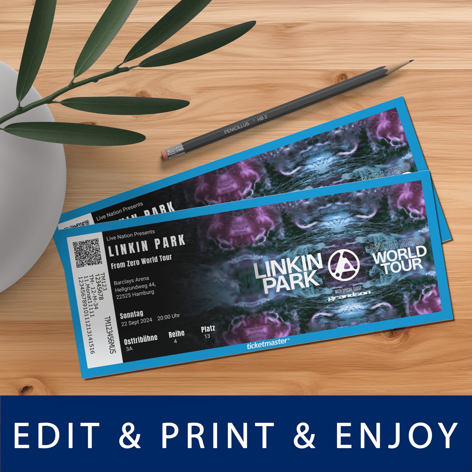 4 WWE Editable Ticket Templates Bundle