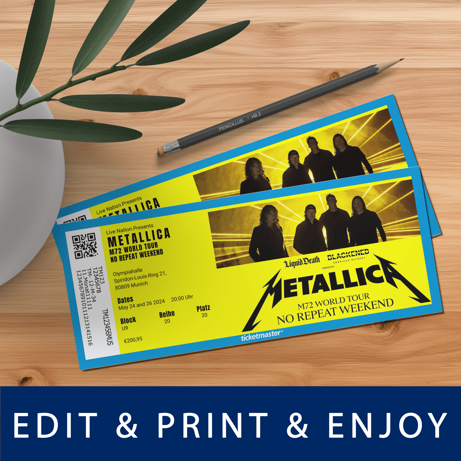 OneRepublic Editable Ticket Template