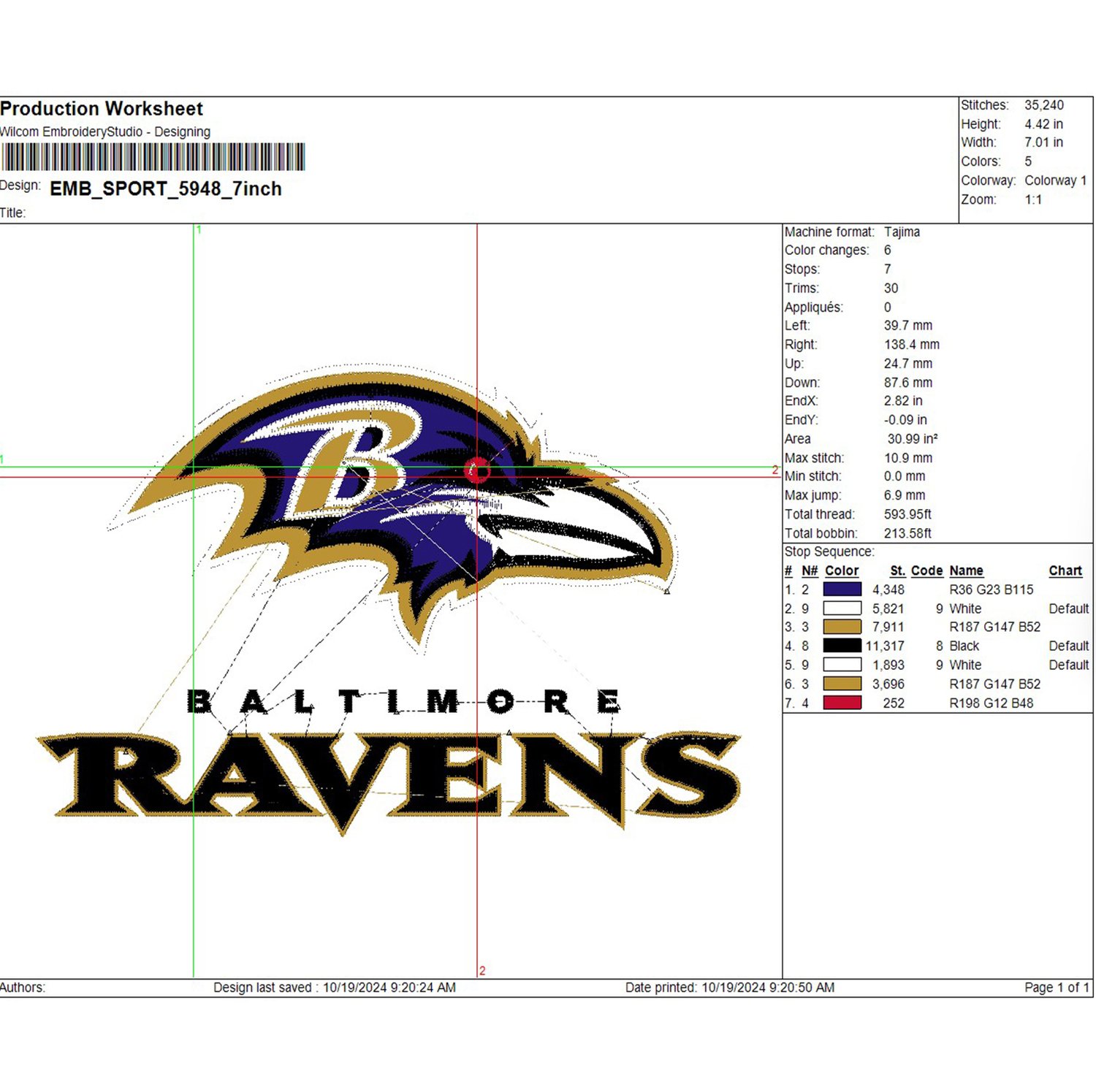 Baltimore Ravens Logo Embroidery Designs, NFL Ravens, NFL Embroidery ...