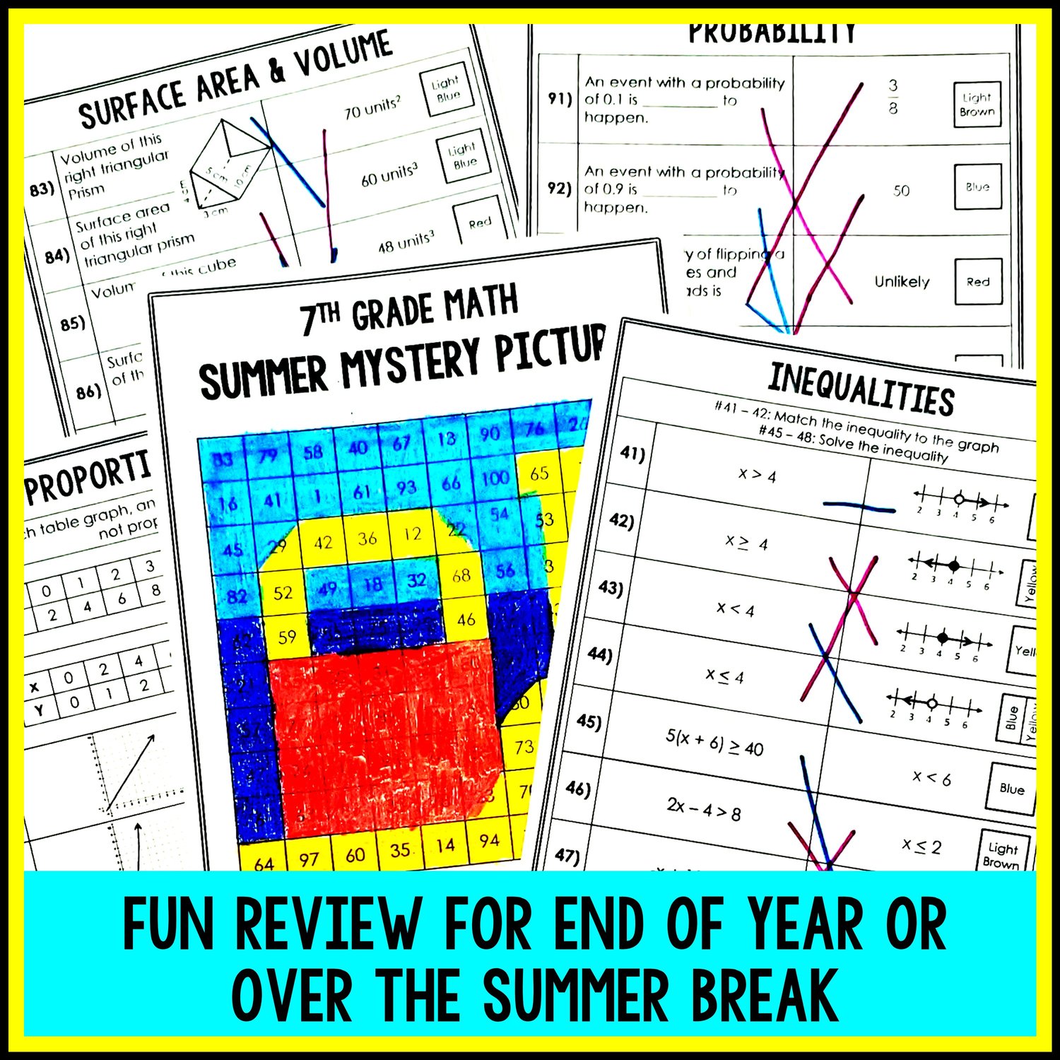 7th Grade Math Review Packet for Summer