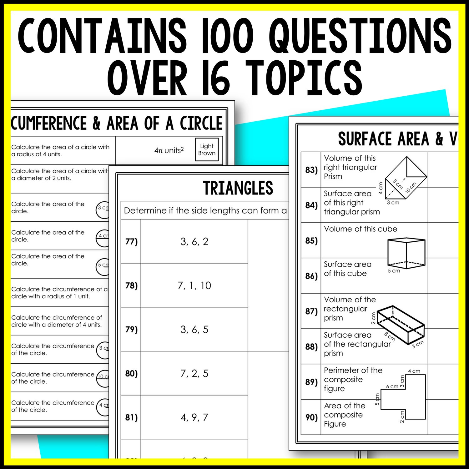 7th Grade Math Review Packet for Summer