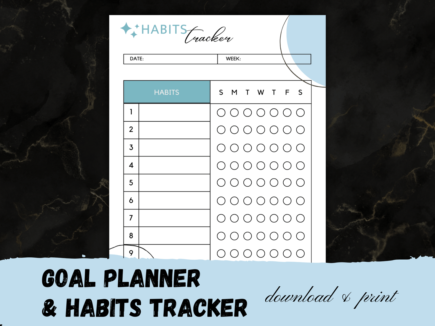 Goal Planner & Habits Tracker Printable Template