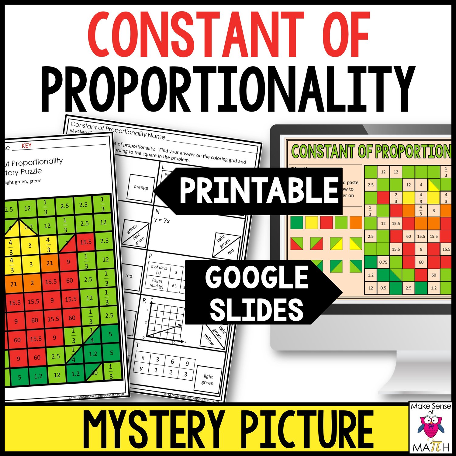 Constant of Proportionality Activity Worksheet Printable and Digital