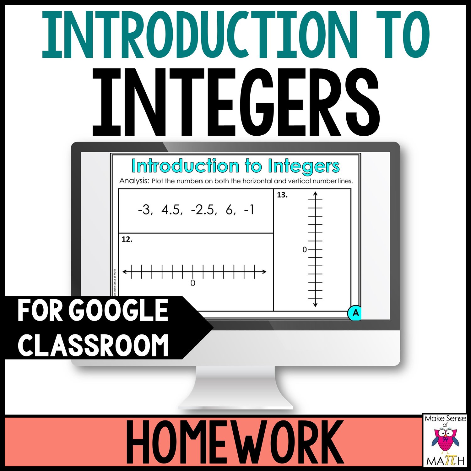 Introduction to Integers Digital Worksheets | Google Classroom Math ...