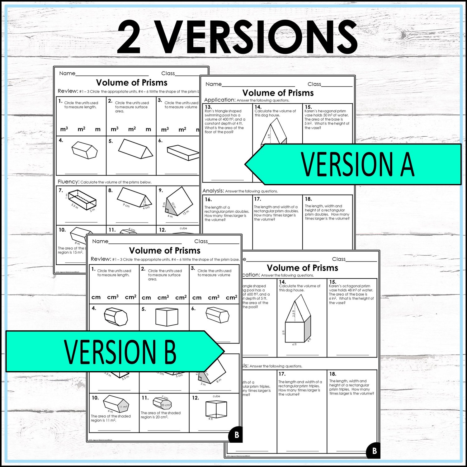 Volume of Prisms Digital Worksheets | Google Classroom Math Homework