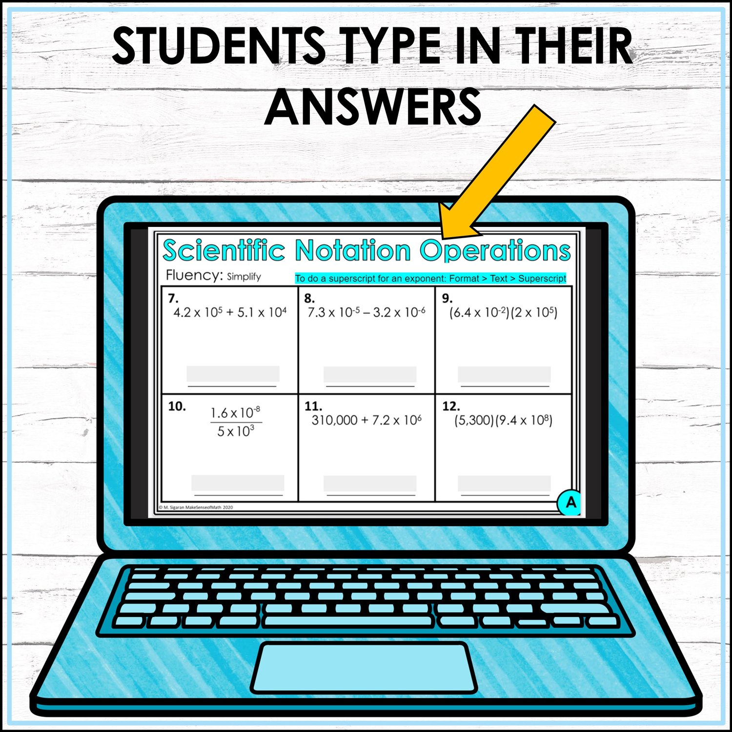 Operations with Scientific Notation Digital Worksheets Google Classroom ...
