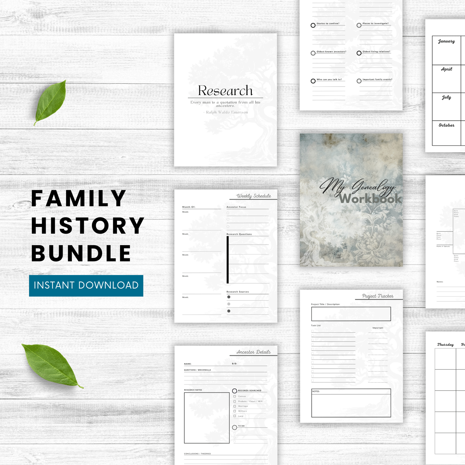 My Genealogy Workbook - A Printable Family History Ancestry Genealogy ...