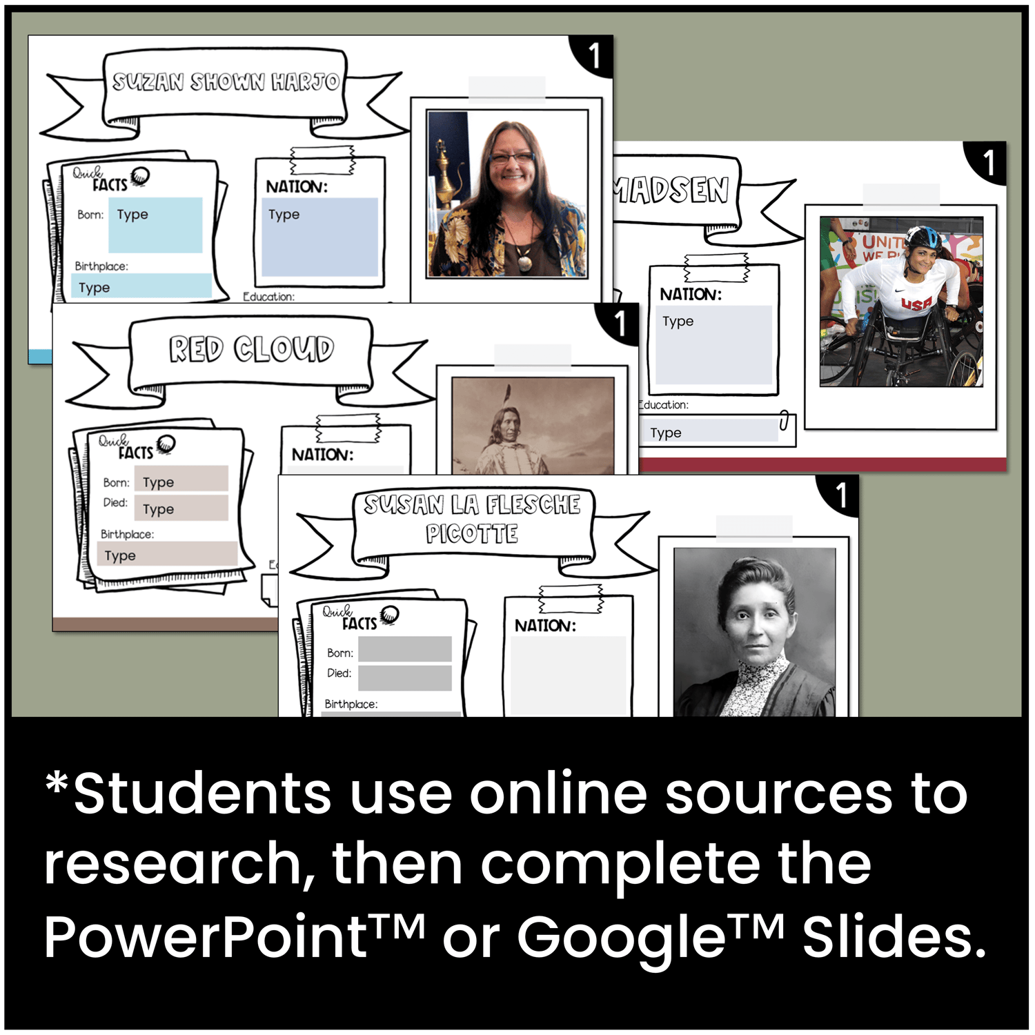 Native American Heritage Digital Biography Graphic Organizers Research ...