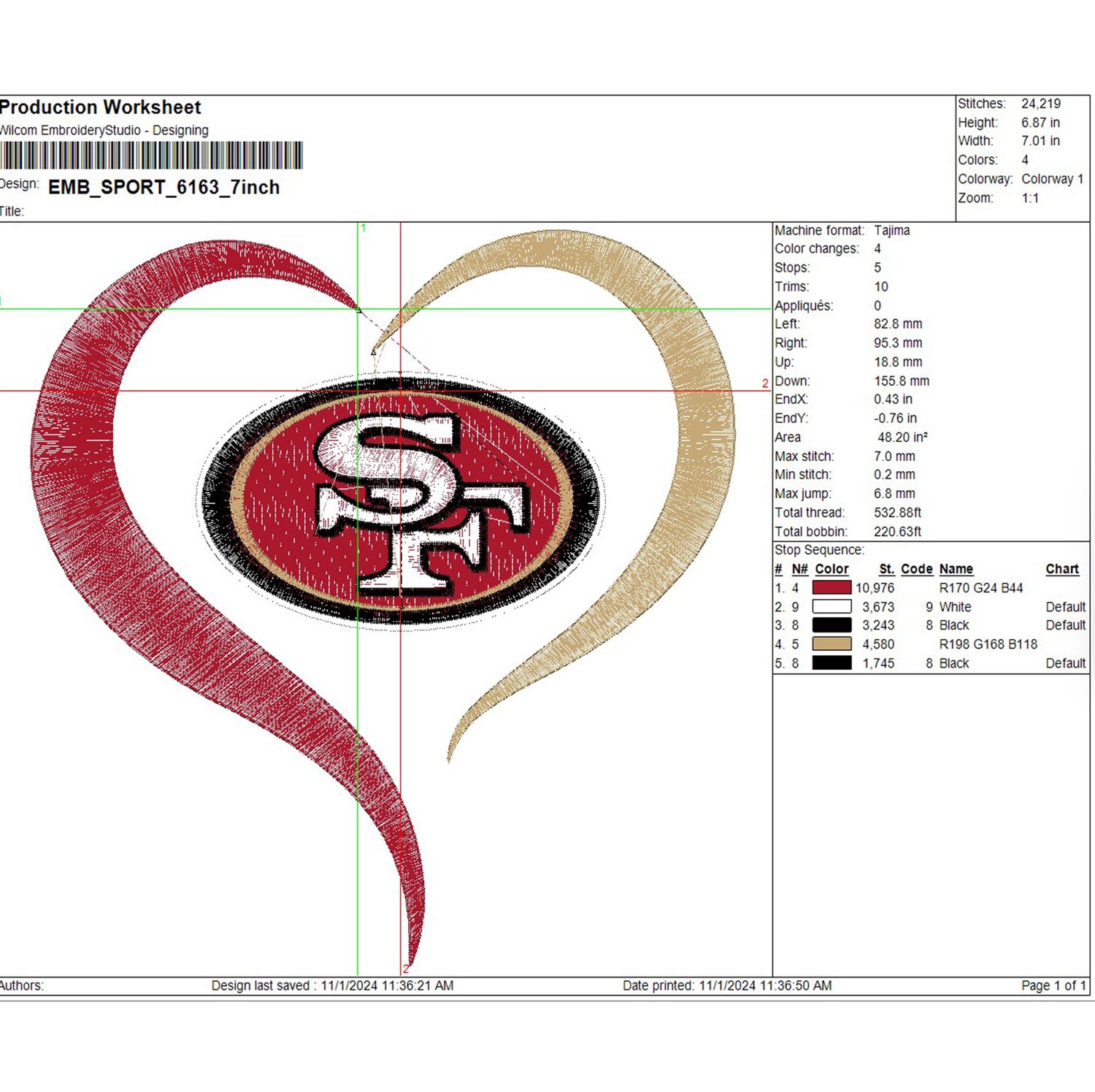 San Francisco 49ers Heart Embroidery Designs, NFL 49ers Embroidery ...