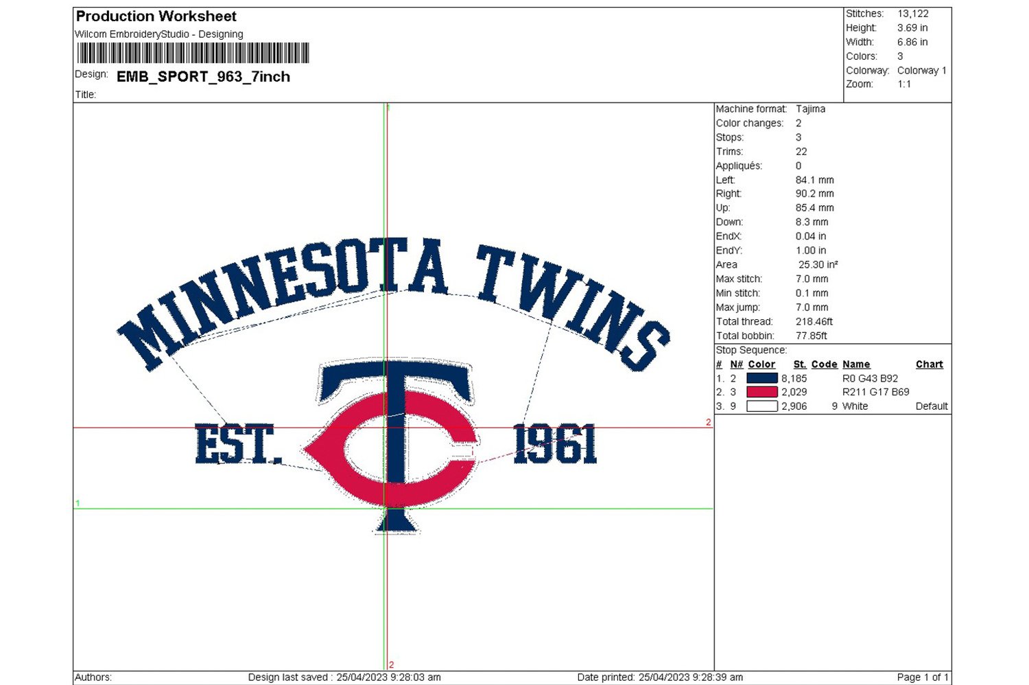 Minnesota Twins Est 1961 Embroidery Designs, MLB Twins Embroidery ...
