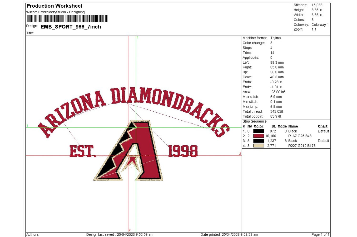 Arizona Diamondbacks Est 1998 Embroidery Designs, MLB Diamondbacks ...