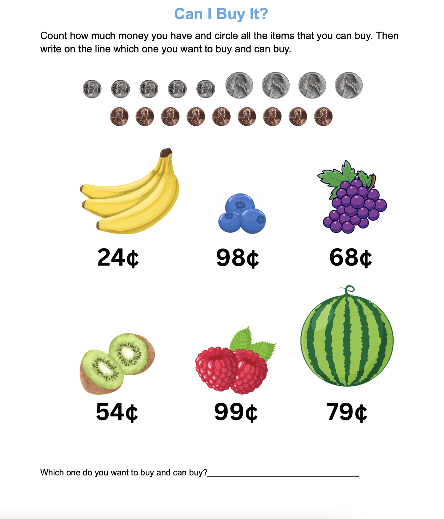 Kindergarten Coin Counting