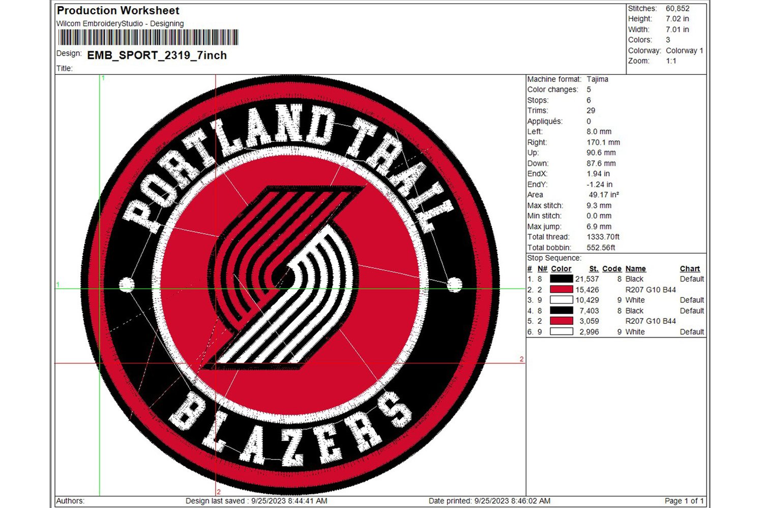 Portland Trail Blazers Circle Logo Embroidery Design Files, NBA ...