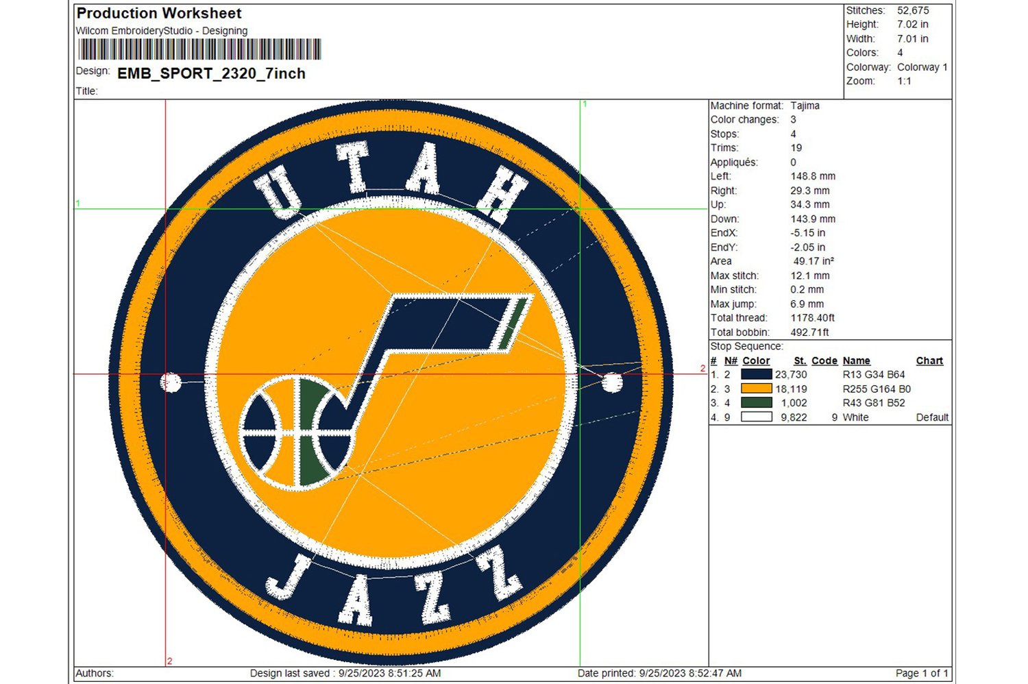 Utah Jazz Embroidery Circle Logo Design Files, NBA Embroidery Files ...