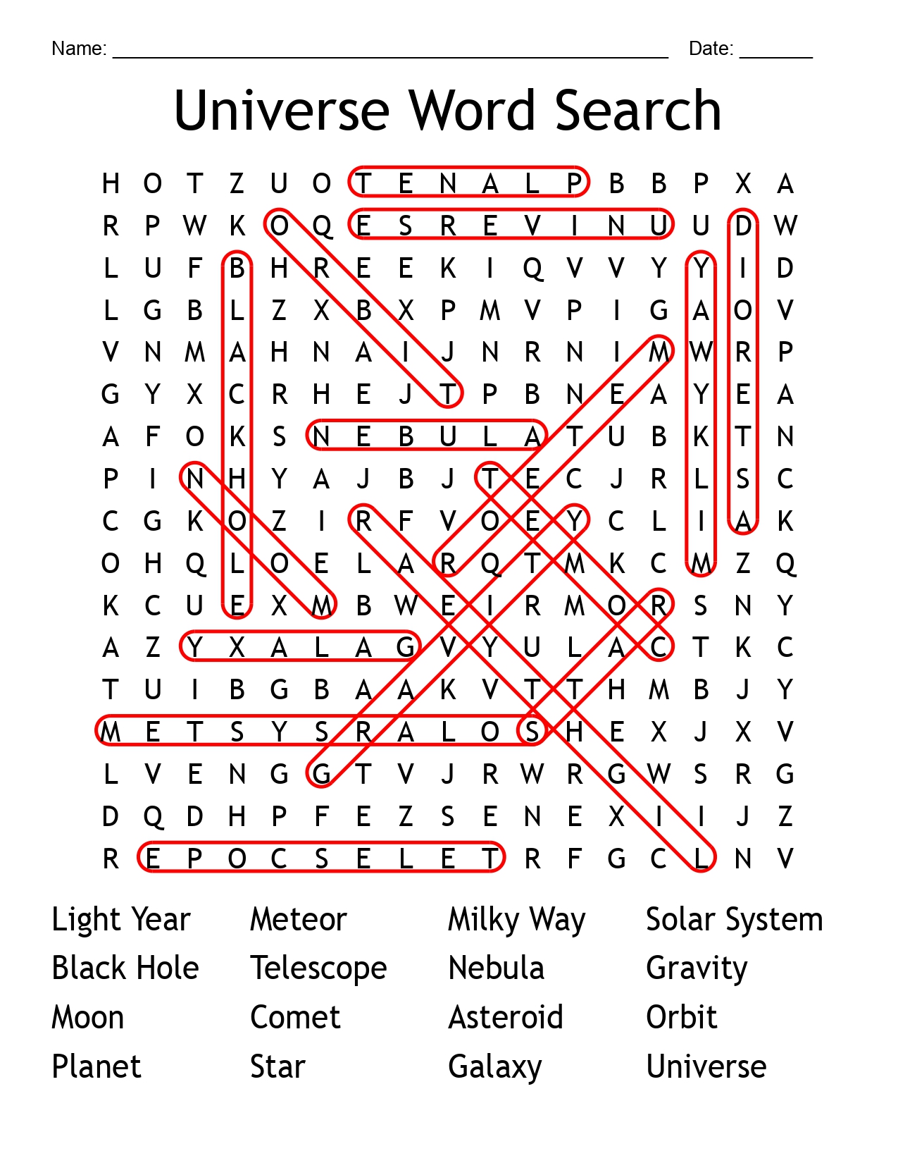 Printable Universe Word Search – Fun Astronomy Puzzle Activity!