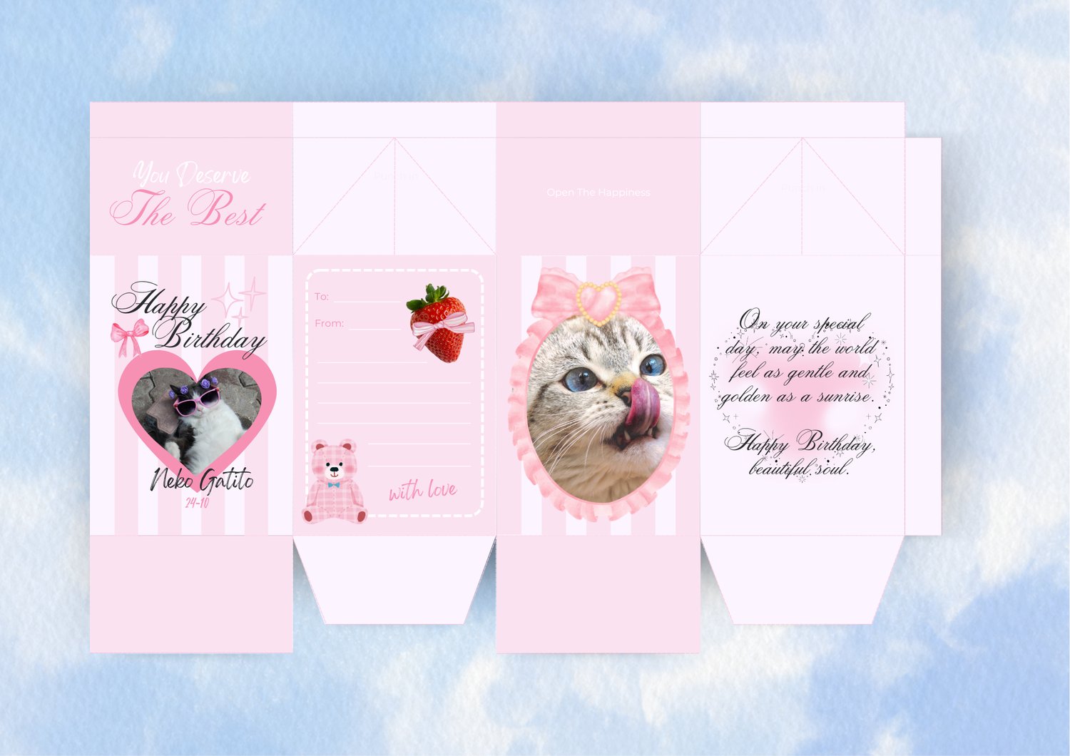 Coquette Pink Cute Milk Carton Box Packaging Template for Gift ...