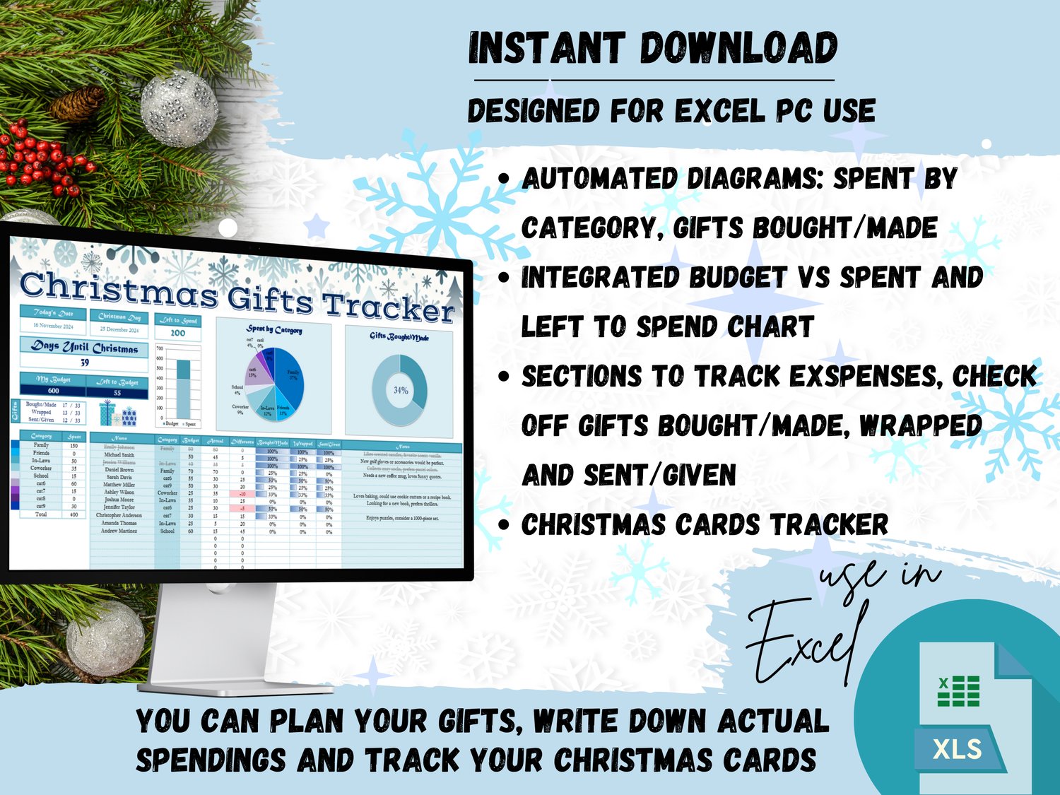 Ultimate Christmas Gifts Tracker And Cards Tracker for Excel