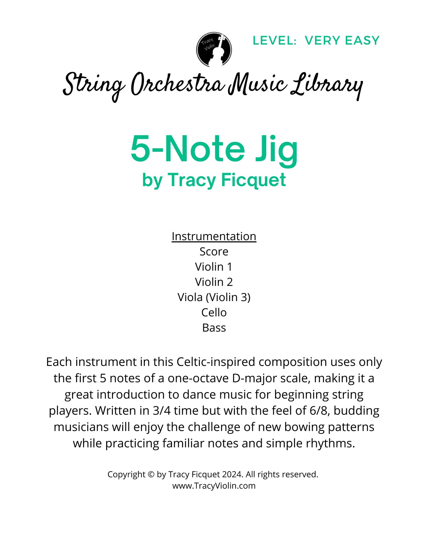 Easy Orchestra Sheet Music: 5-Note Jig | Original Composition