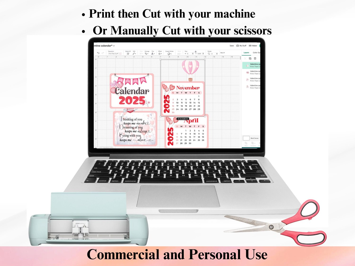 Valentine Monthly Calendar 2025, Printable Mini Calendar & DIY Calendar ...