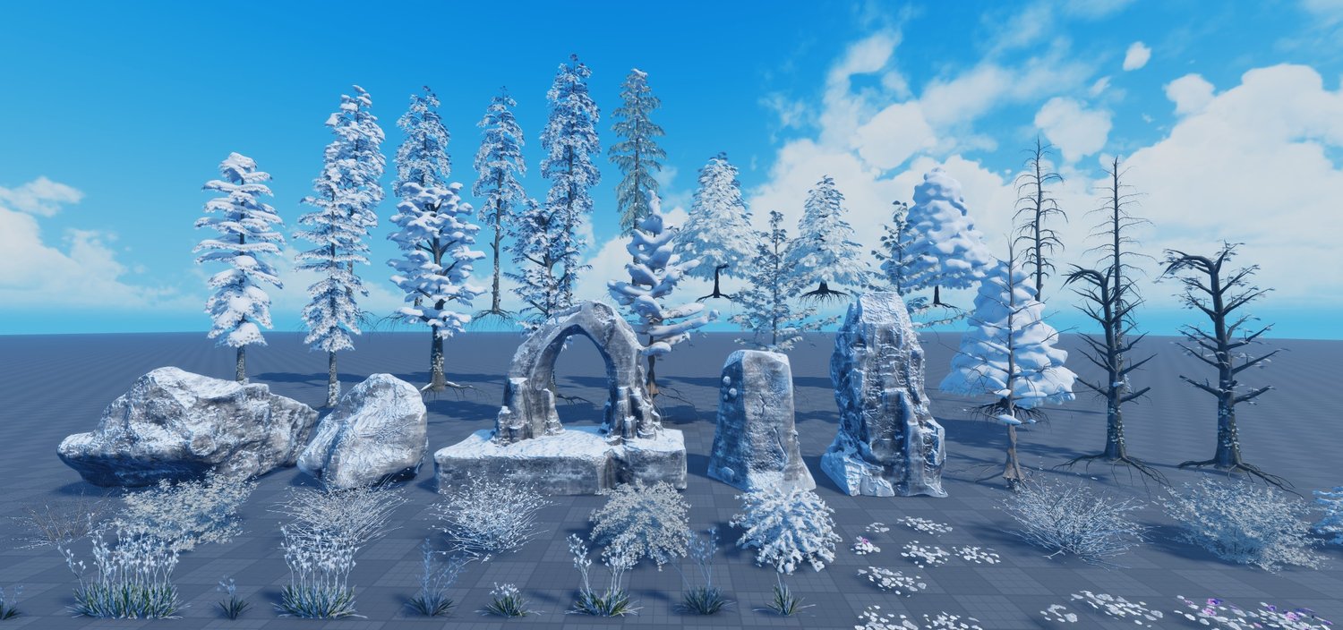 [Custom] Realistic Winter Roblox Nature Assets Pack