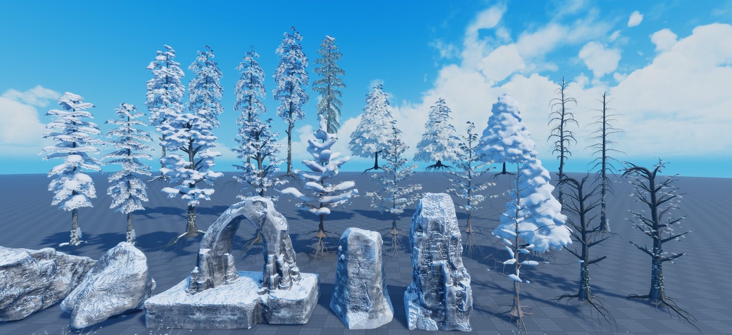 [Custom] Realistic Winter Roblox Nature Assets Pack