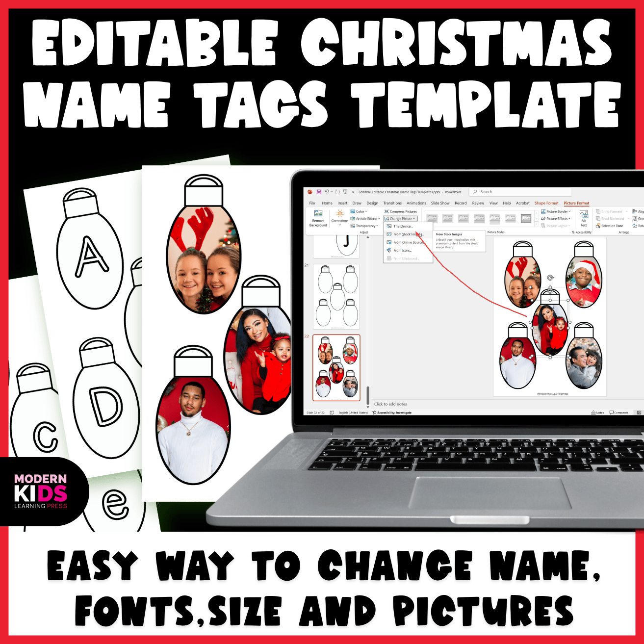 Editable Christmas Name Tags Templates - Festive and Customizable