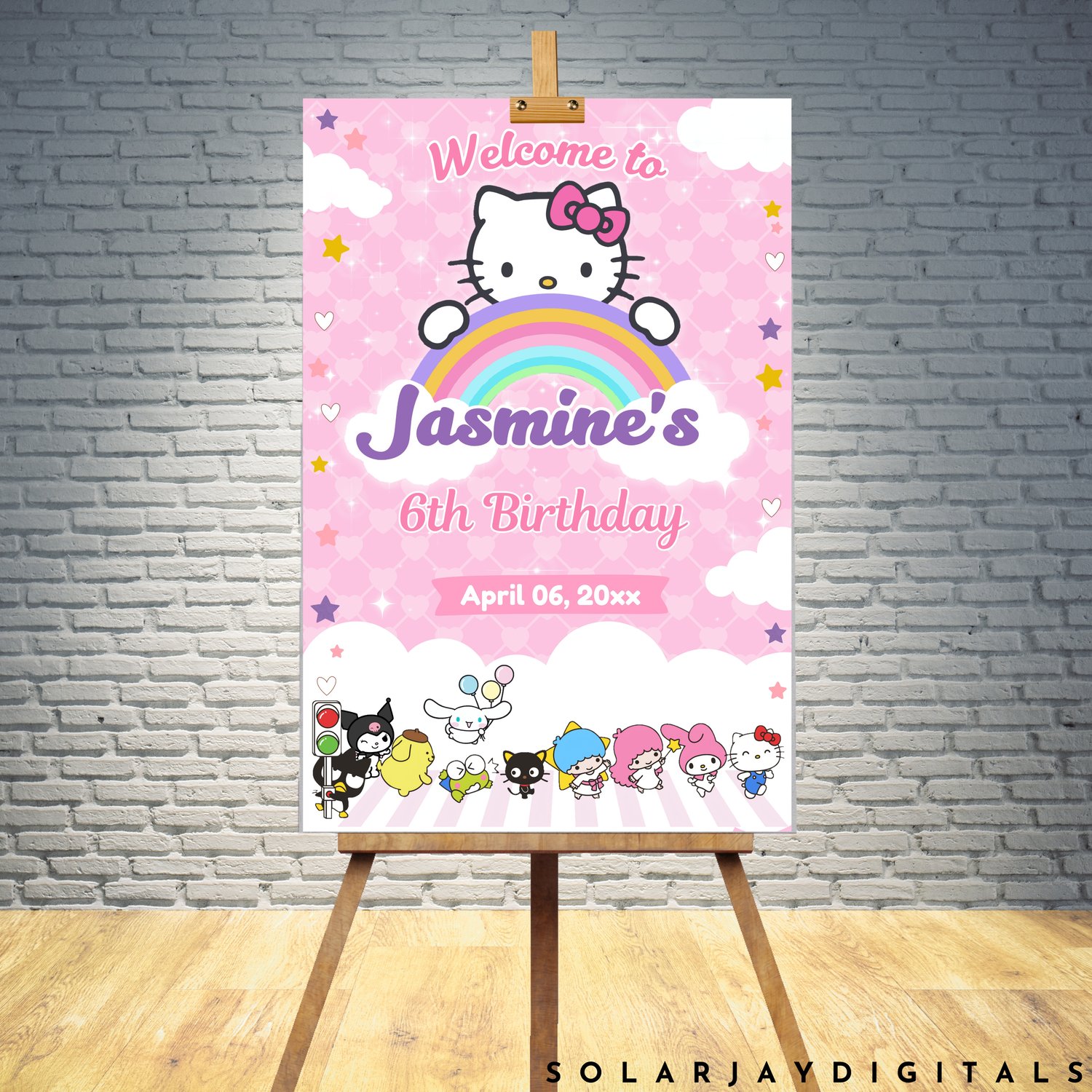 Kitty Welcome Sign, Editable Kitty Birthday Welcome Sign, Party Welcome ...