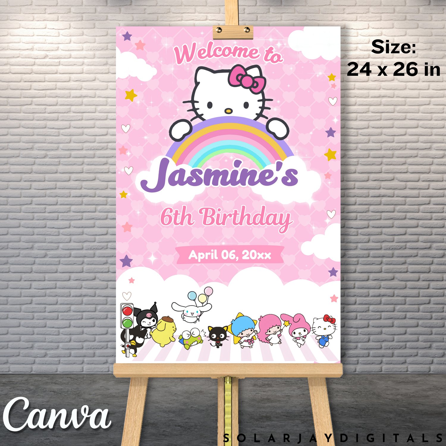 Kitty Welcome Sign, Editable Kitty Birthday Welcome Sign, Party Welcome ...