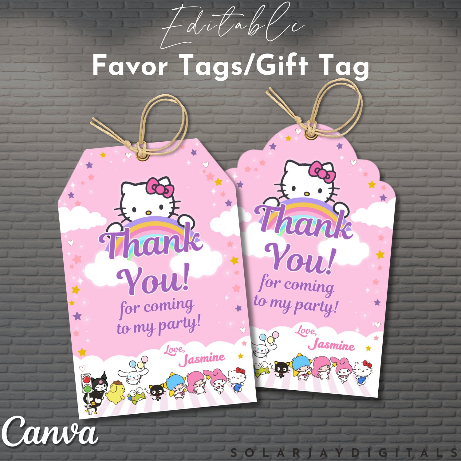 Kitty Favor Tag Template, Editable Kitty Gift Tags, Adorable Kitten ...