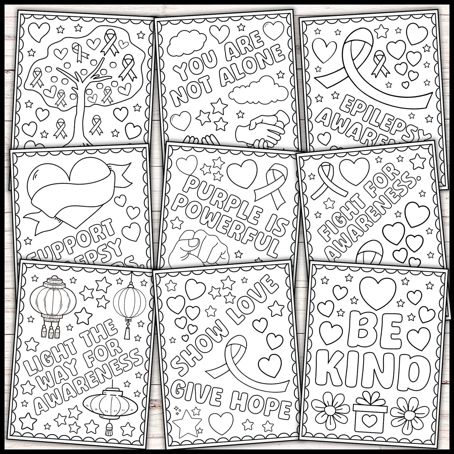 Epilepsy Awareness Day Coloring Pages | Purple Ribbon Coloring Sheets ...