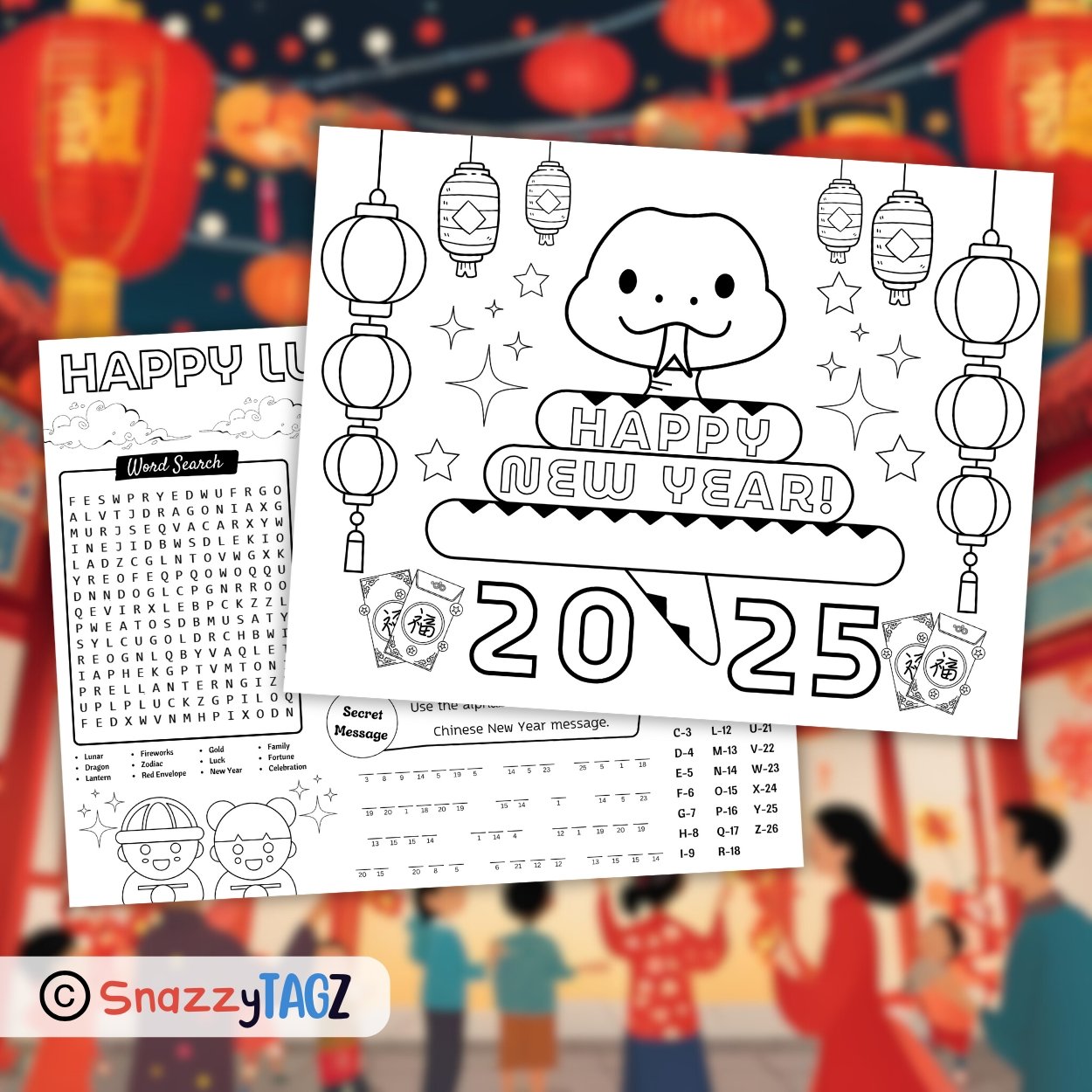 Kids Lunar New Year Activity Placemat - PRINTABLE Lunar New Year 2025 ...