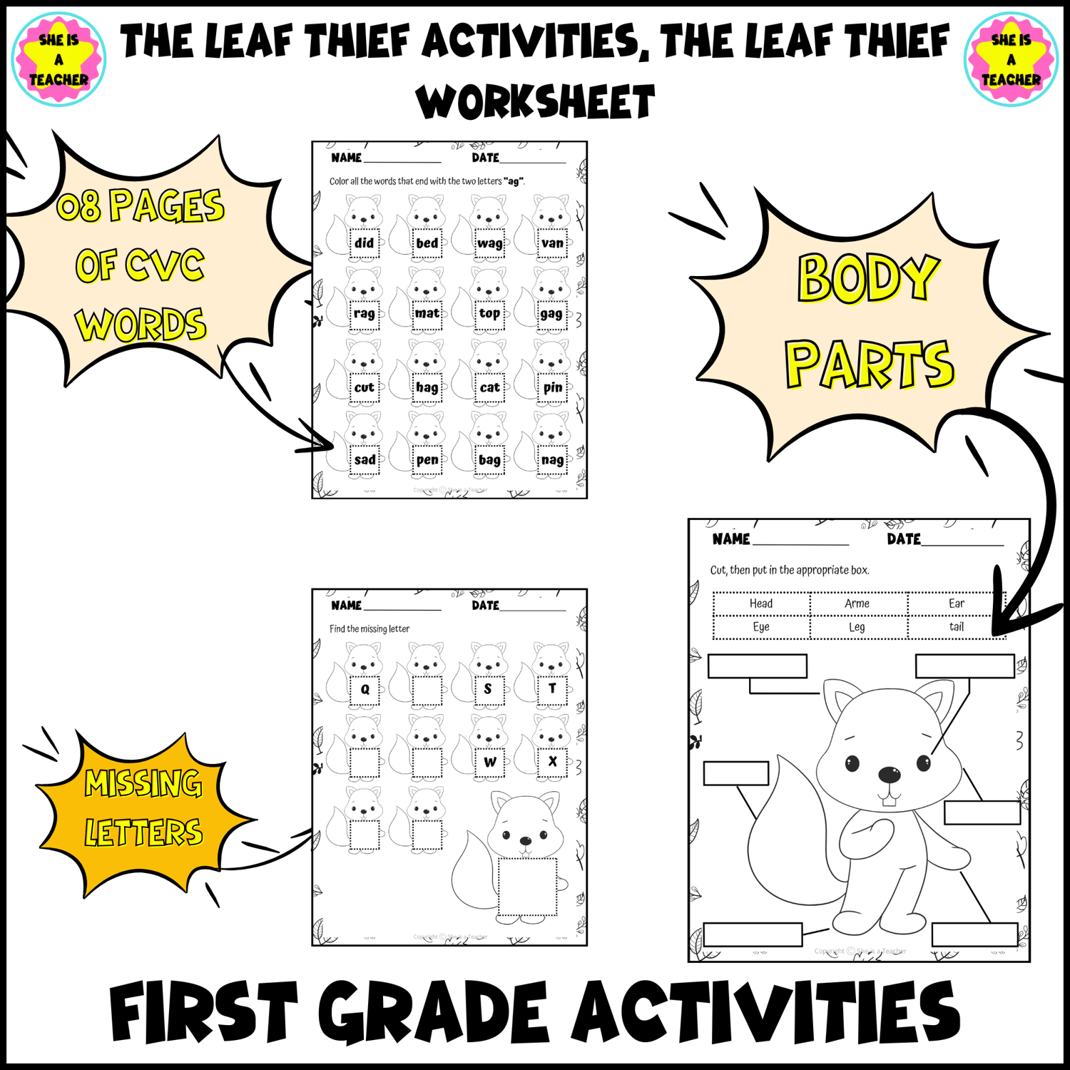 The Leaf Thief Activities, The Leaf Thief Worksheet - Payhip