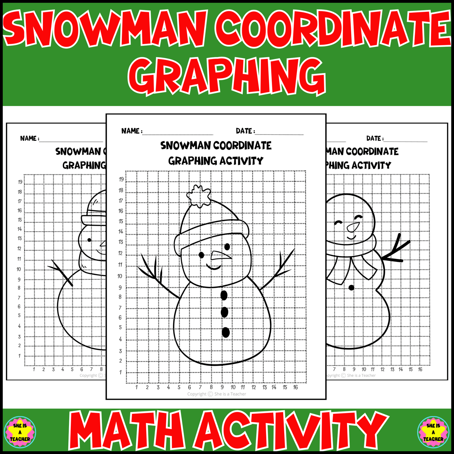 Snowman Coordinate Graphing Activity, Snowman Activity Worksheet - Payhip