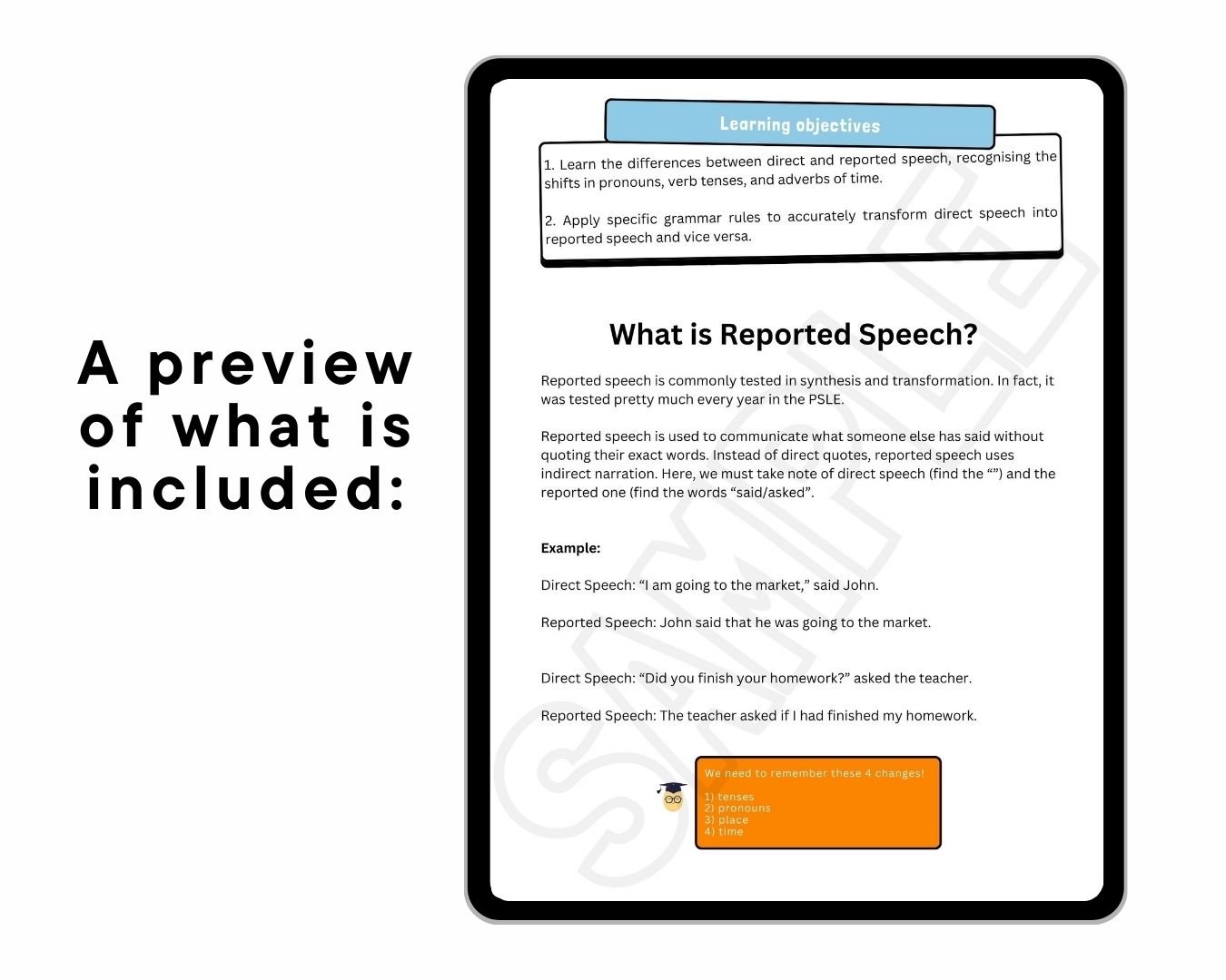 Primary 5 Reported Speech Topical Revision Worksheet