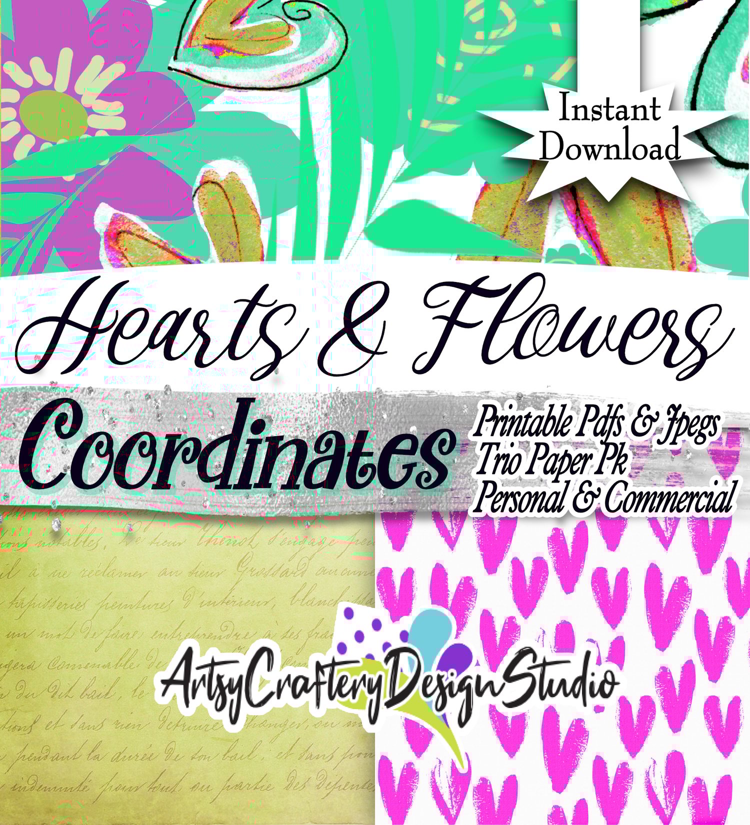 Blue And Purple Hearts Background, Printable Heart Scrapbook Paper