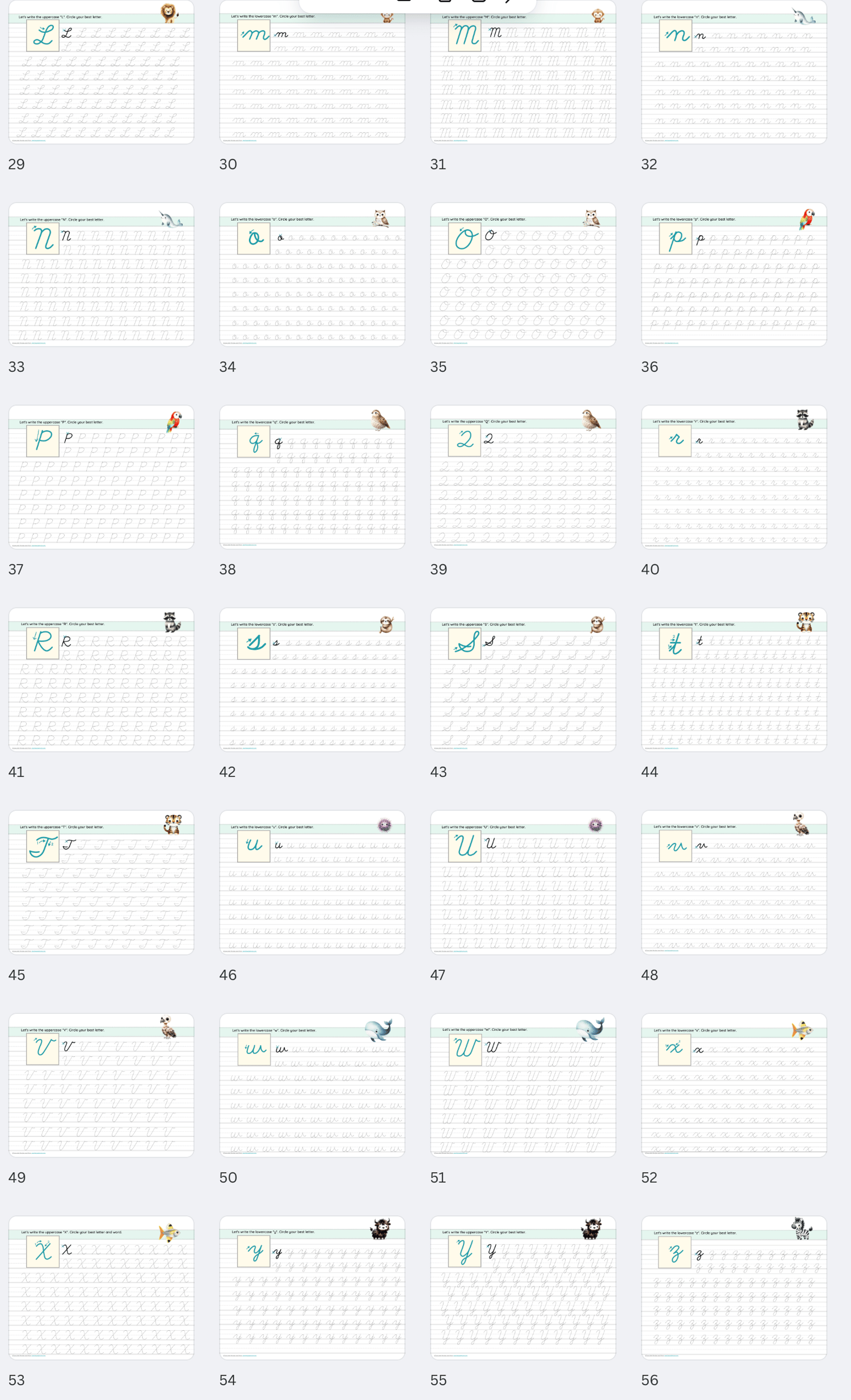 D’Nealian Cursive ABC Animals: Tracing Practice Workbook