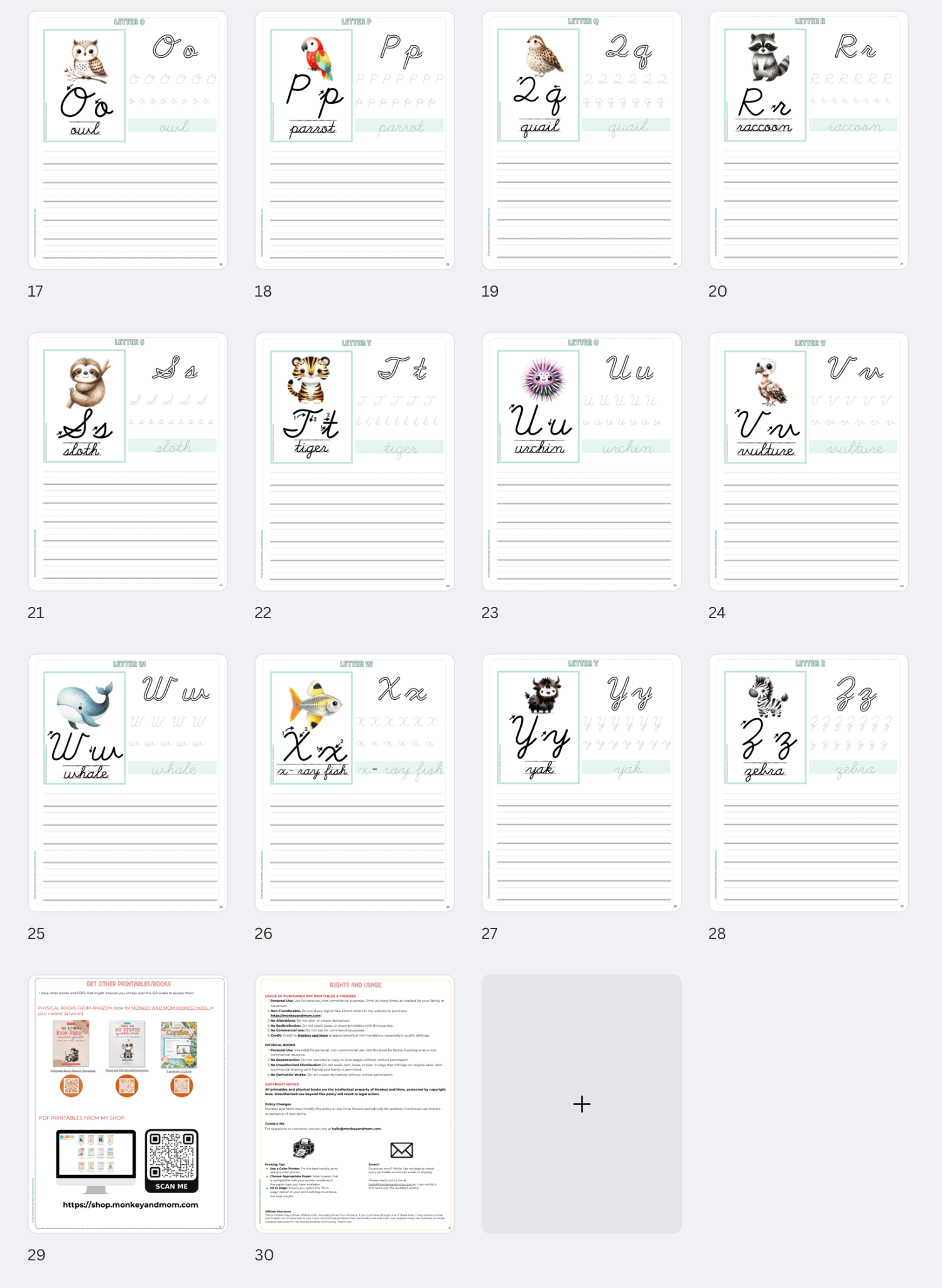 D’Nealian Cursive ABC Animals: Practice & Free Writing Workbook