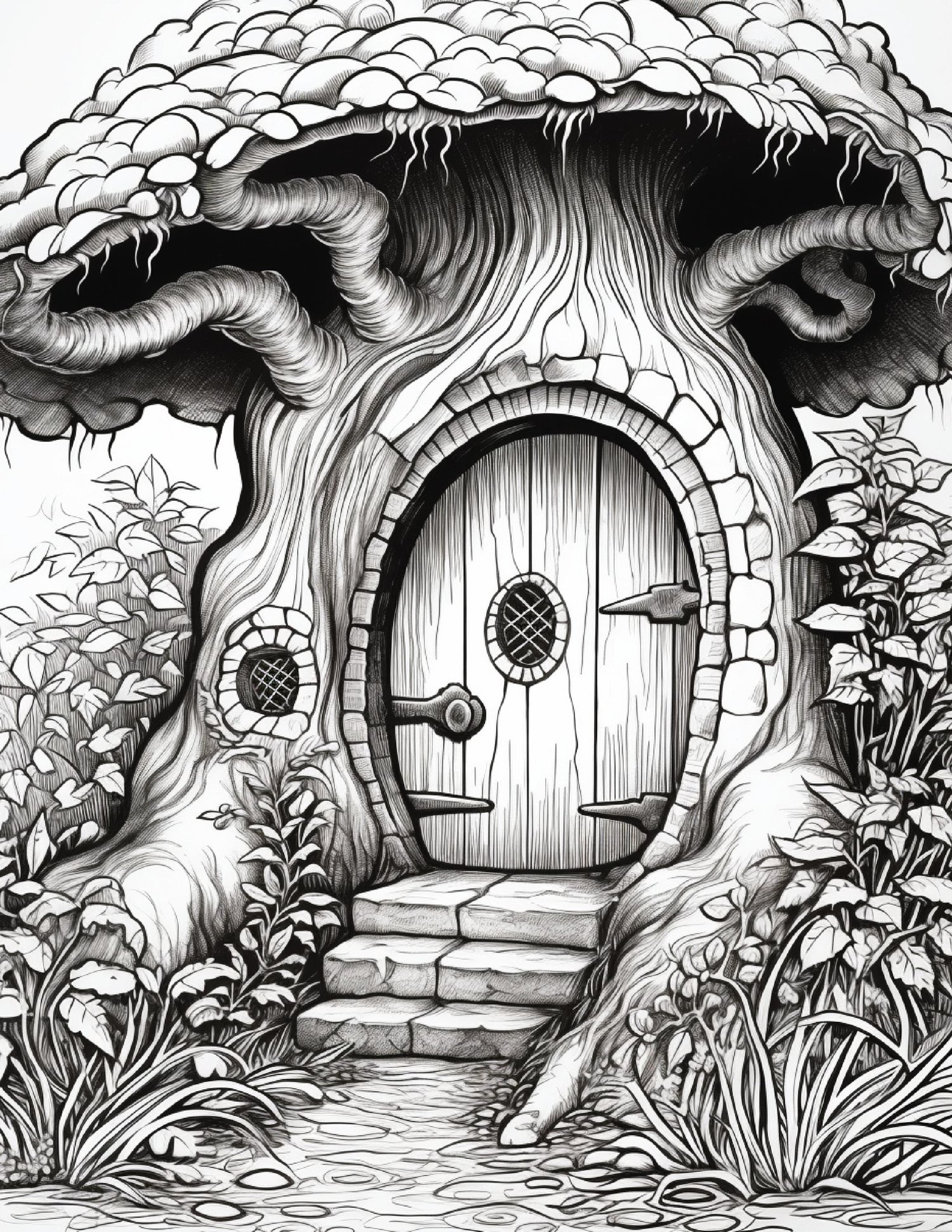 🧚‍♀️ 50 Fairy Houses Coloring Pages | Whimsical Printable Coloring Book ...