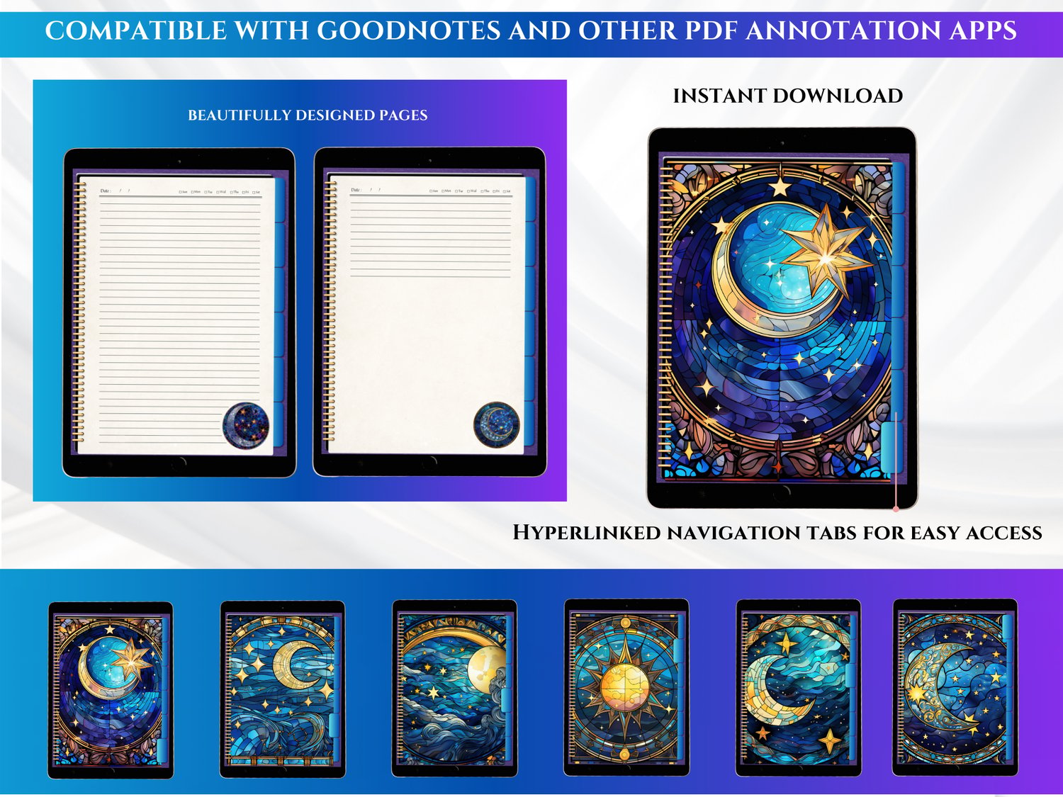 Blue Celestial Digital Planning Journal | Witchcraft Planner | Magical ...